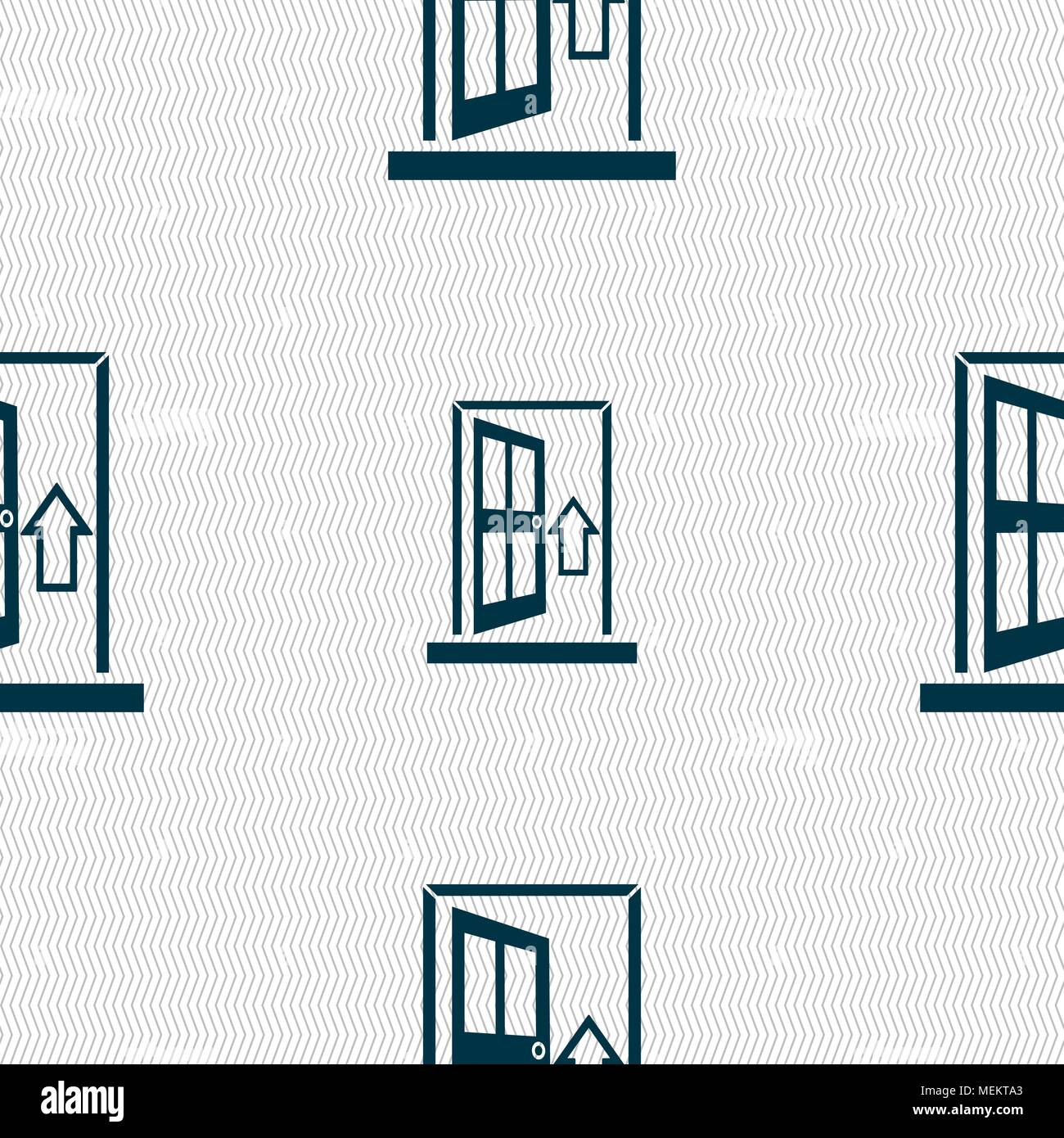 Door, Enter or exit icon sign. Seamless abstract background with ...