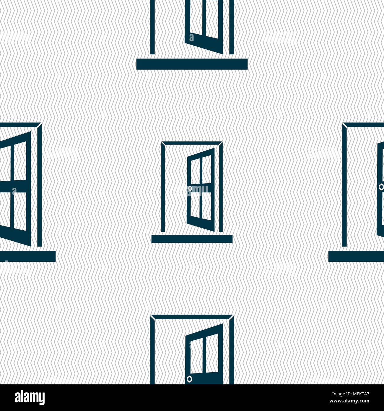 Door, Enter or exit icon sign. Seamless abstract background with ...