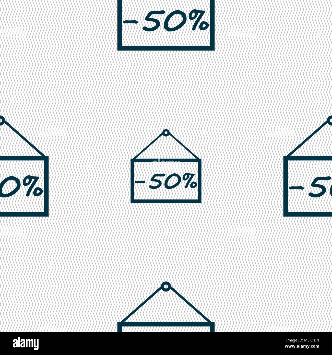 50 discount icon sign. Seamless abstract background with geometric ...