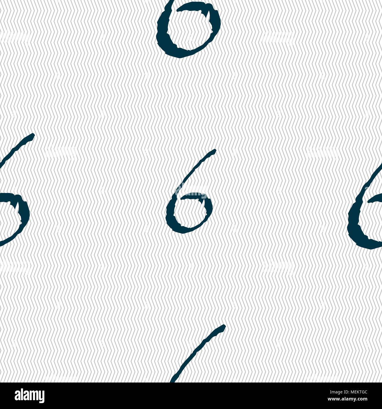 number six icon sign. Seamless abstract background with geometric ...