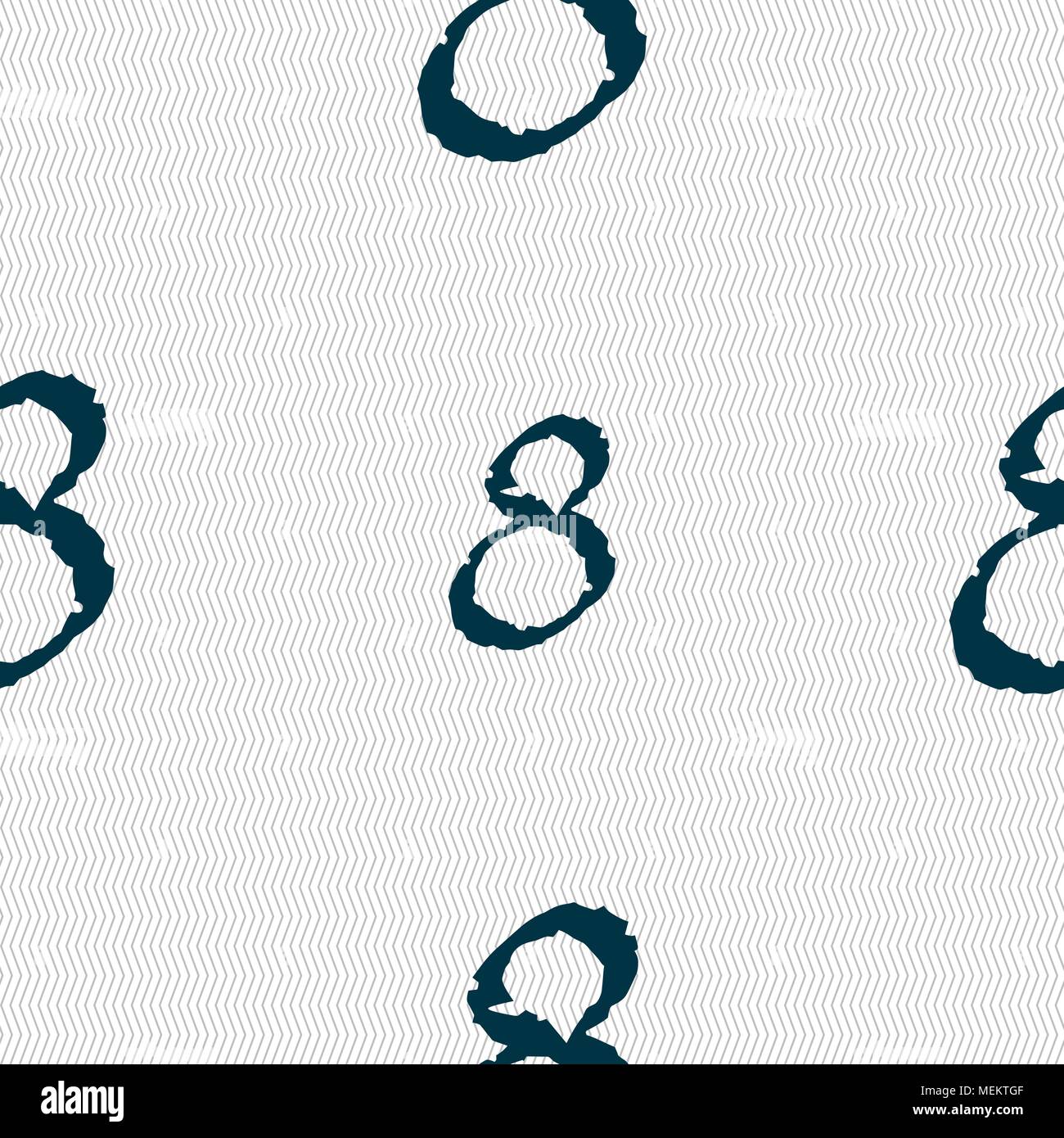 number Eight icon sign. Seamless abstract background with geometric ...