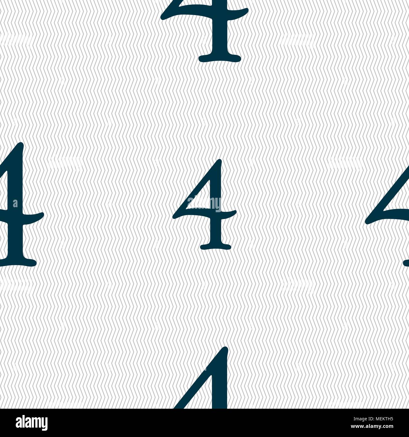 number four icon sign. Seamless abstract background with geometric ...