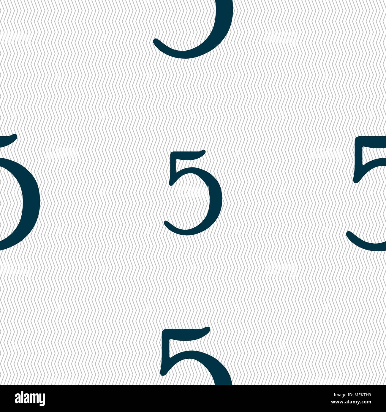 number five icon sign. Seamless abstract background with geometric ...