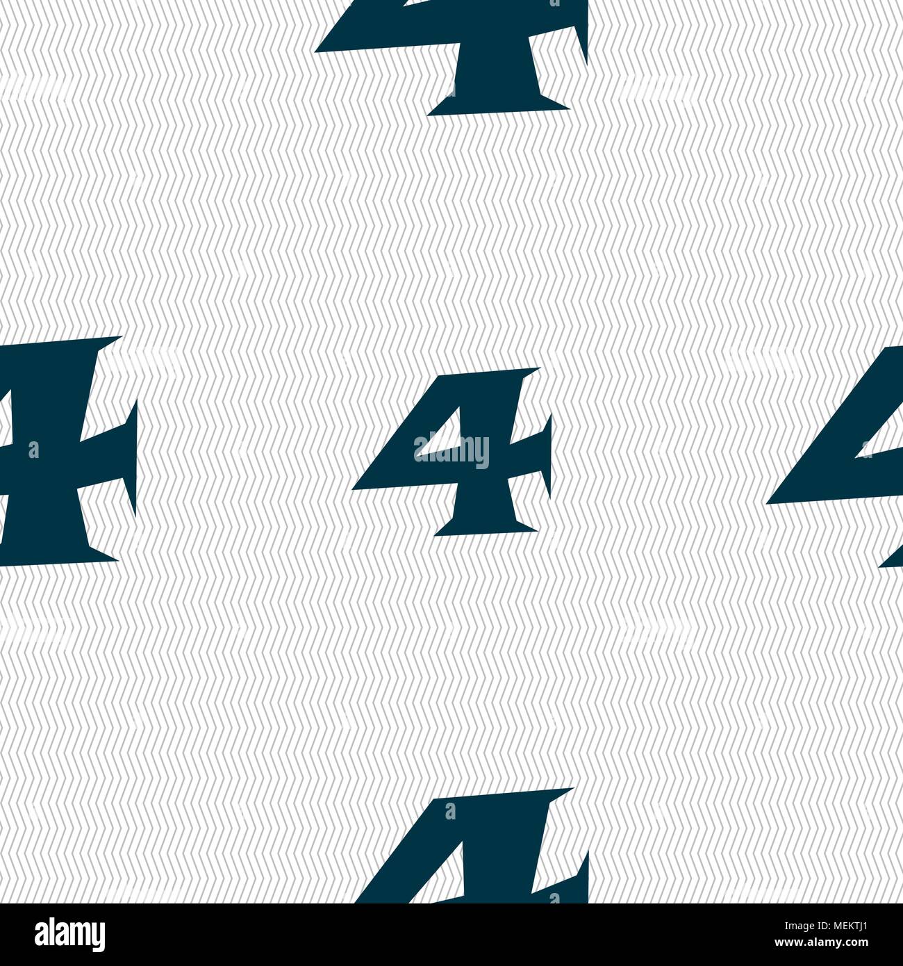 number four icon sign. Seamless abstract background with geometric ...
