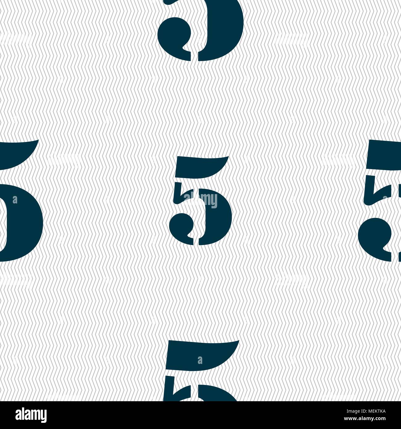 number five icon sign. Seamless abstract background with geometric ...