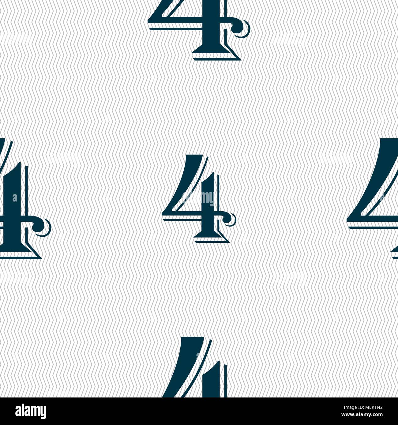 number four icon sign. Seamless abstract background with geometric ...