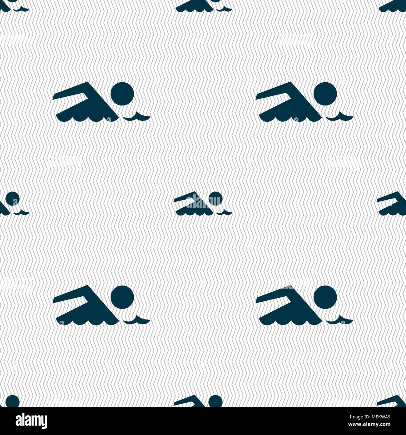 Swimming sign icon. Pool swim symbol. Sea wave. Seamless abstract ...