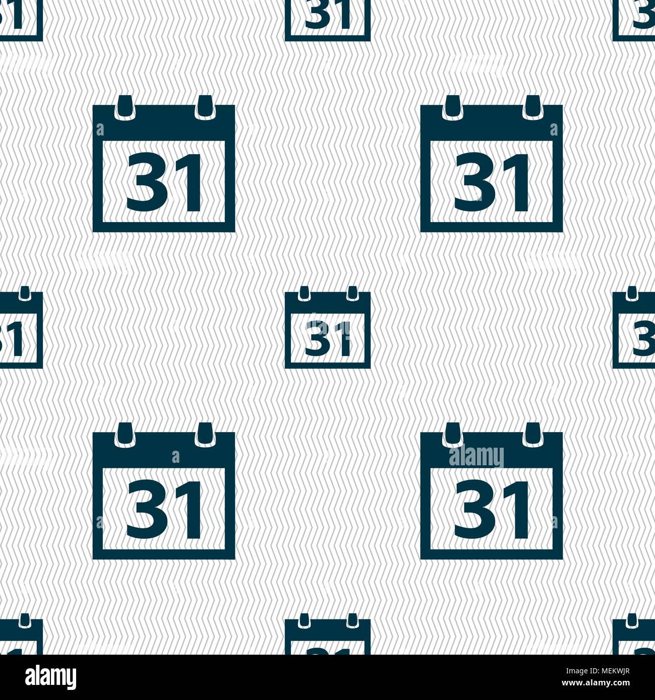 Calendar sign icon. 31 day month symbol. Date button. Seamless abstract ...