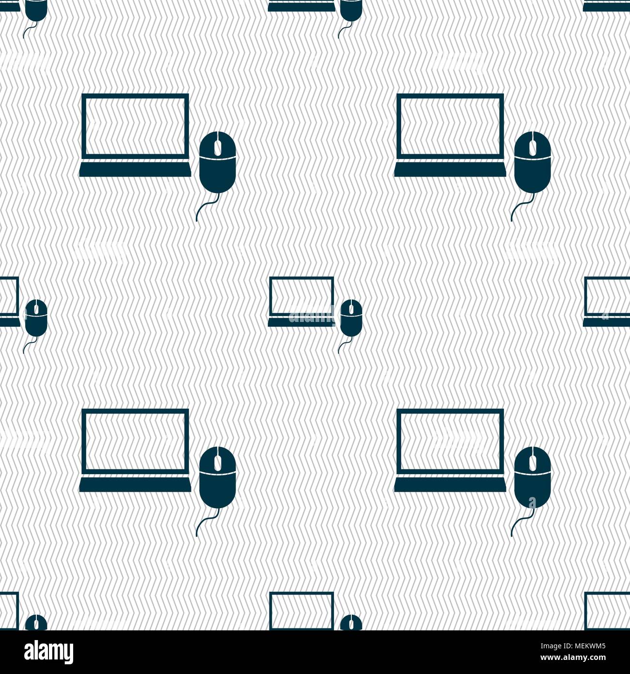 Computer widescreen monitor, mouse sign ico. Seamless abstract ...