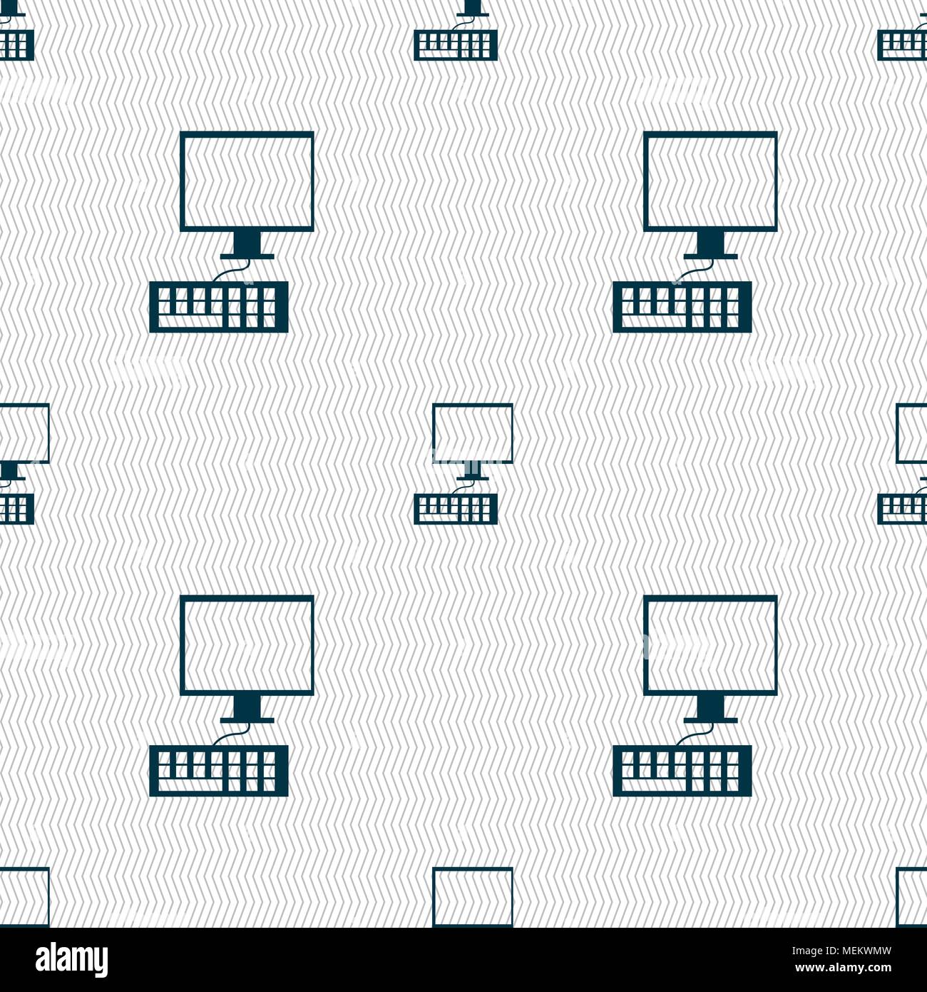 Computer monitor and keyboard Icon. Seamless abstract background with ...