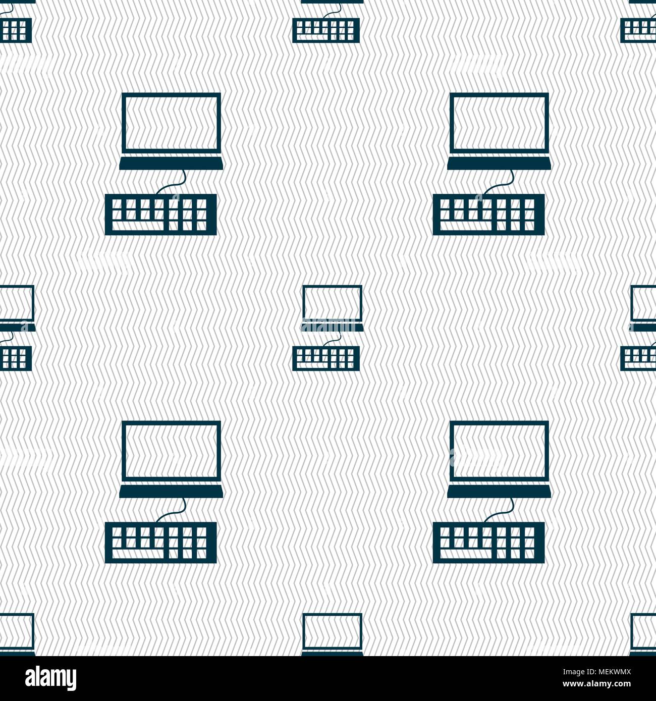 Computer monitor and keyboard Icon. Seamless abstract background with geometric shapes. Vector ...