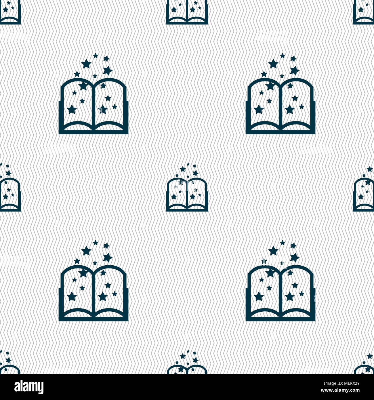 Magic Book sign icon. Open book symbol. Seamless abstract background ...
