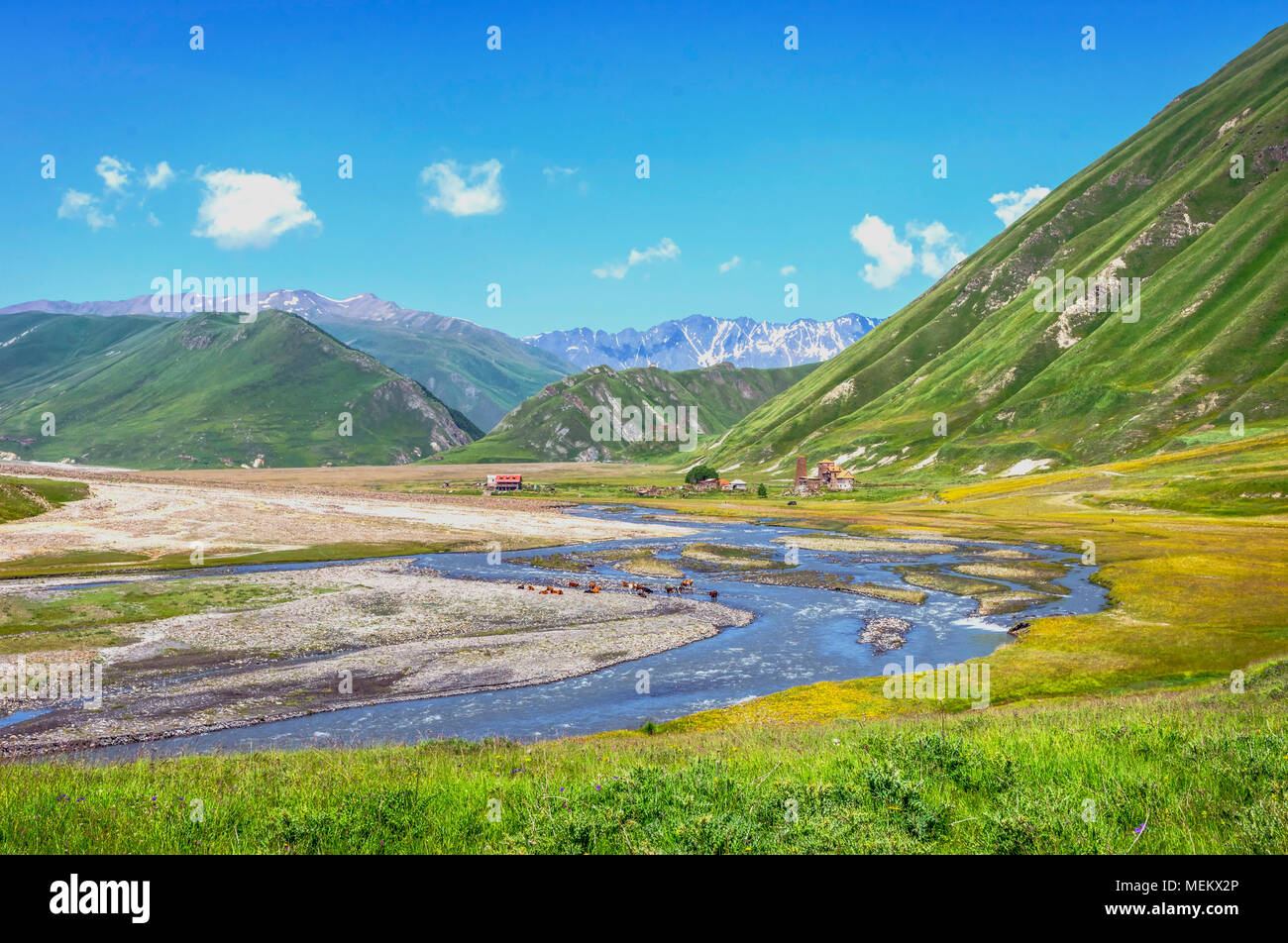 Amazing landscape of Truso valley, Kazbegi, Georgia Stock Photo - Alamy
