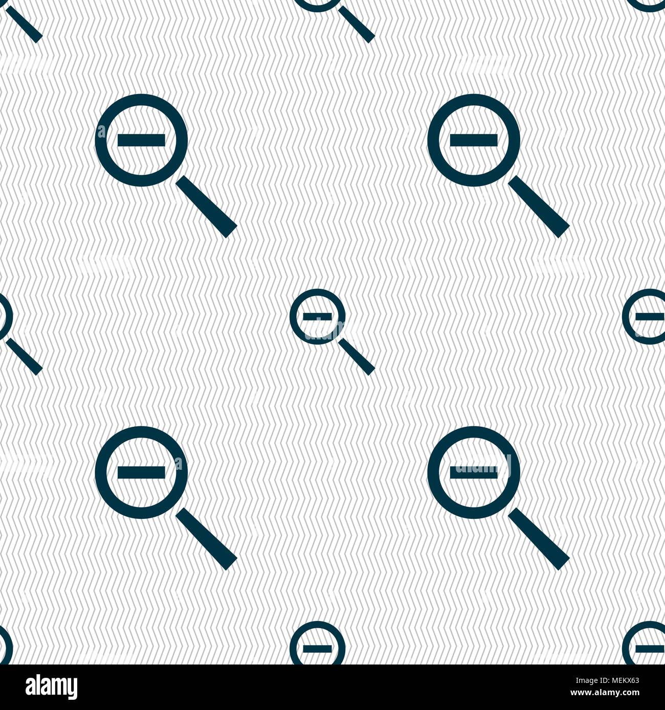 Magnifier glass, Zoom tool icon sign. Seamless abstract background with ...