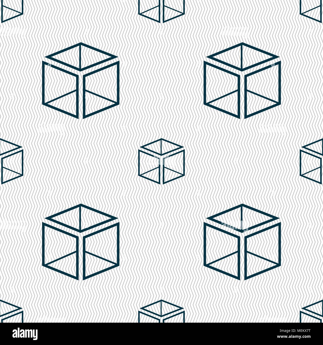 3d cube icon sign. Seamless abstract background with geometric shapes ...