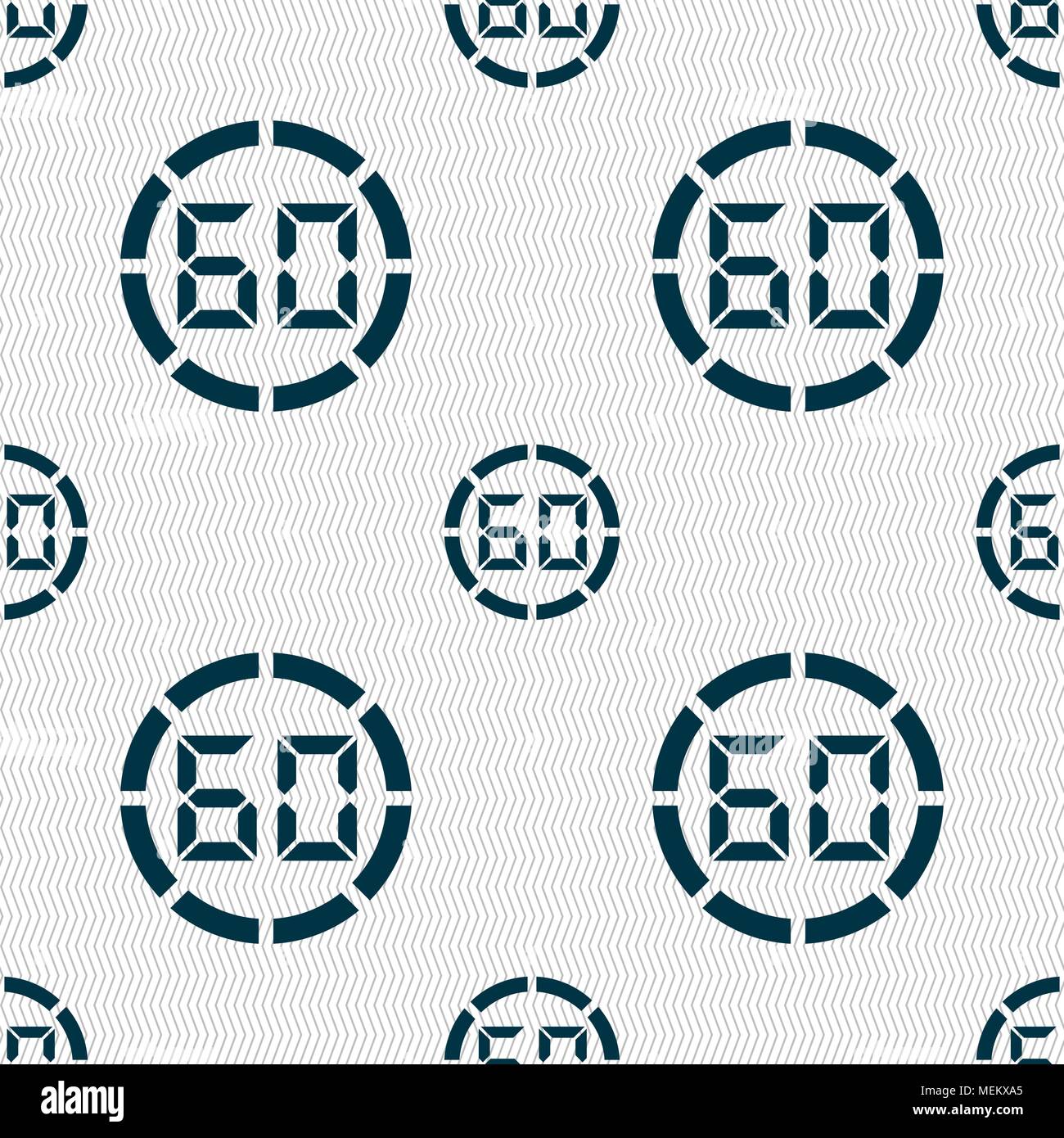 60 second stopwatch icon sign. Seamless abstract background with ...