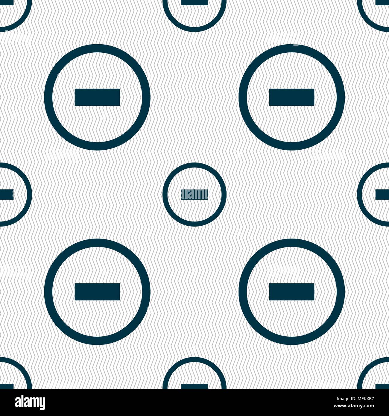 Minus sign icon. Negative symbol. Zoom out. Seamless abstract ...