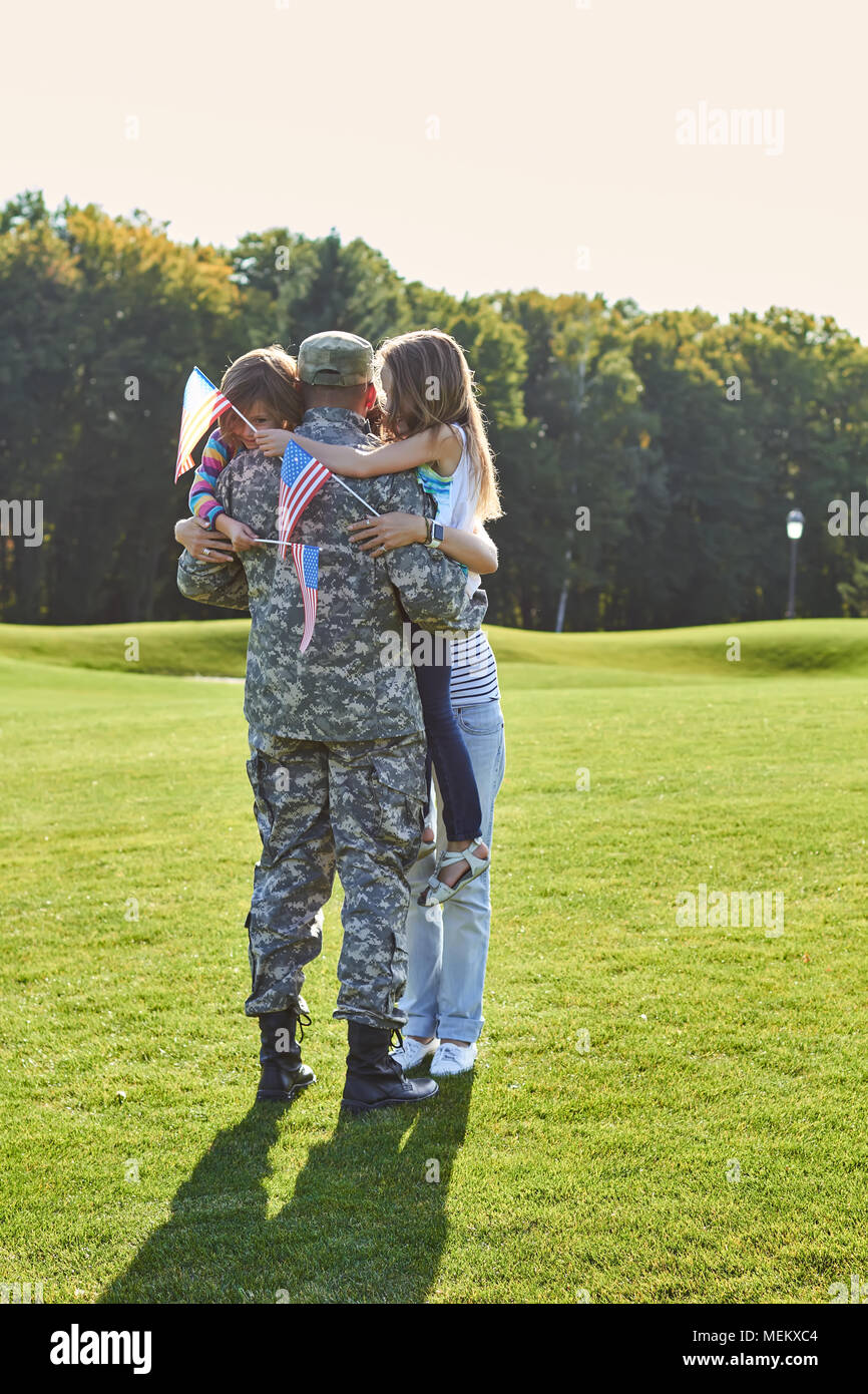 Children reunite father hi-res stock photography and images - Alamy