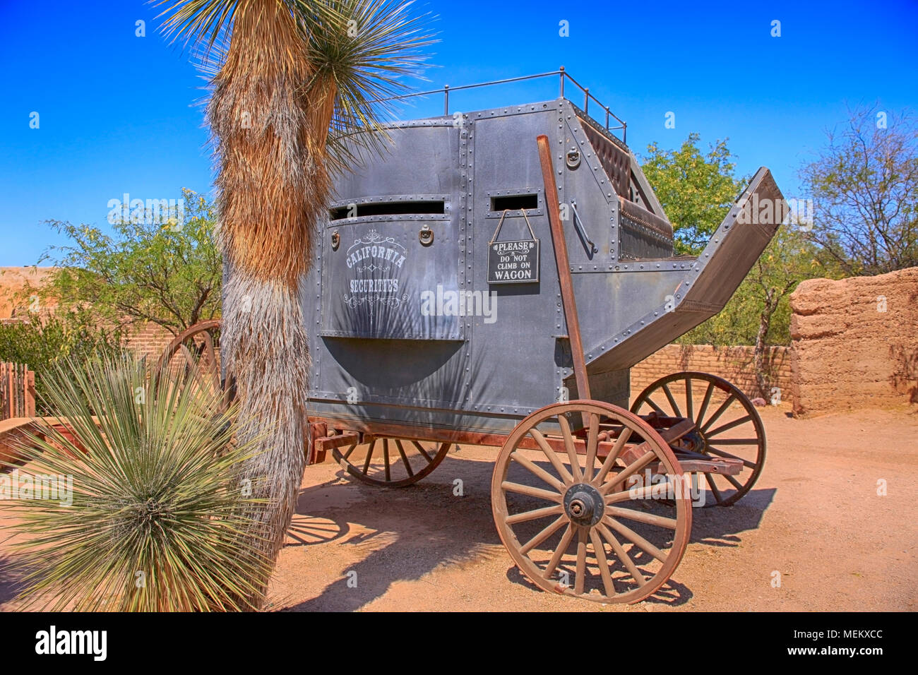 Armored stagecoach at the Old Tucson Film Studios amusement park in ...