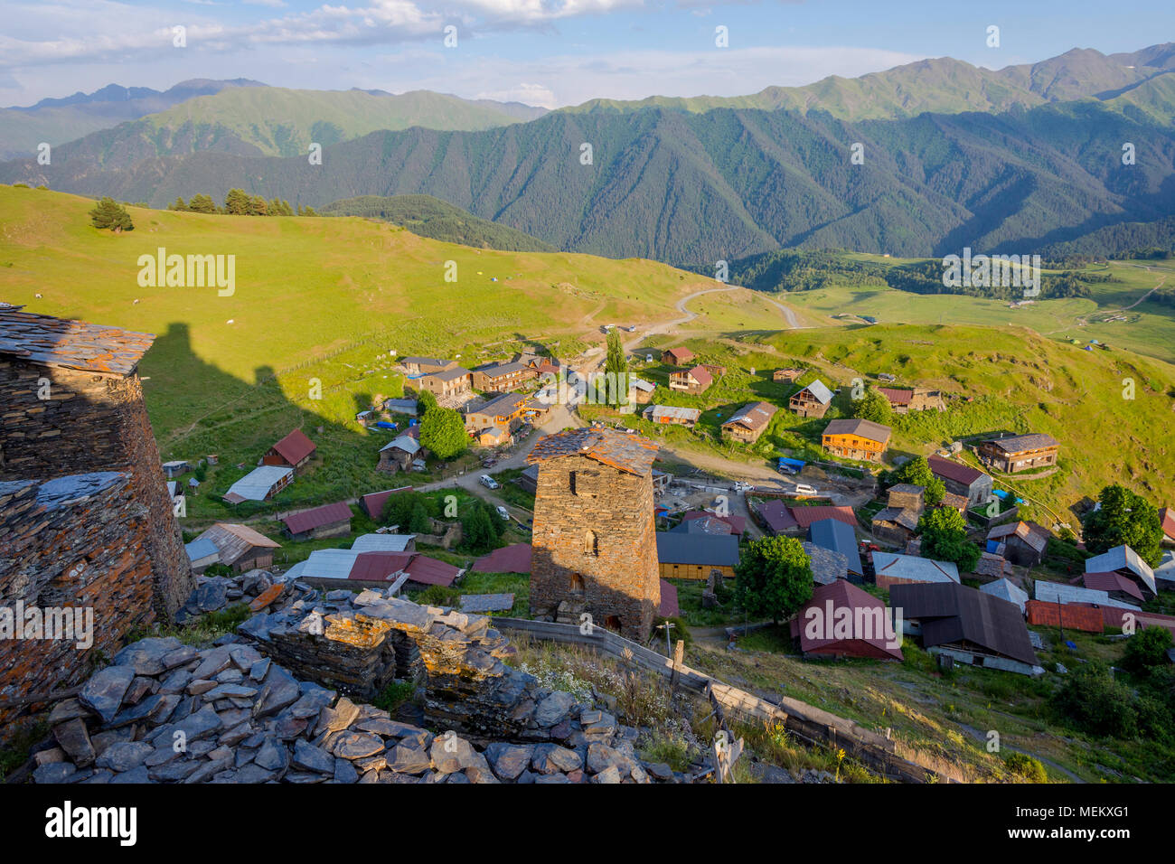 Old towers in Omalo, Tusheti national park, Georgia Stock Photo - Alamy