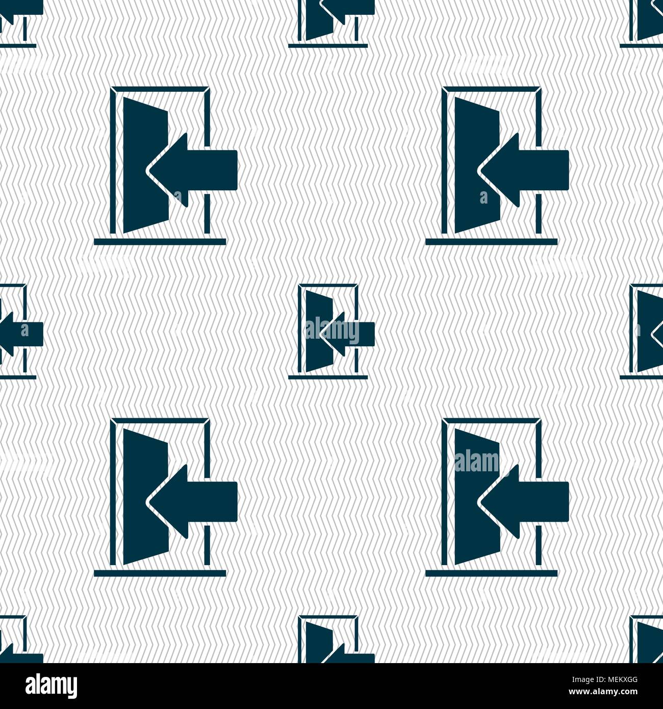 Door, Enter or exit icon sign. Seamless abstract background with ...