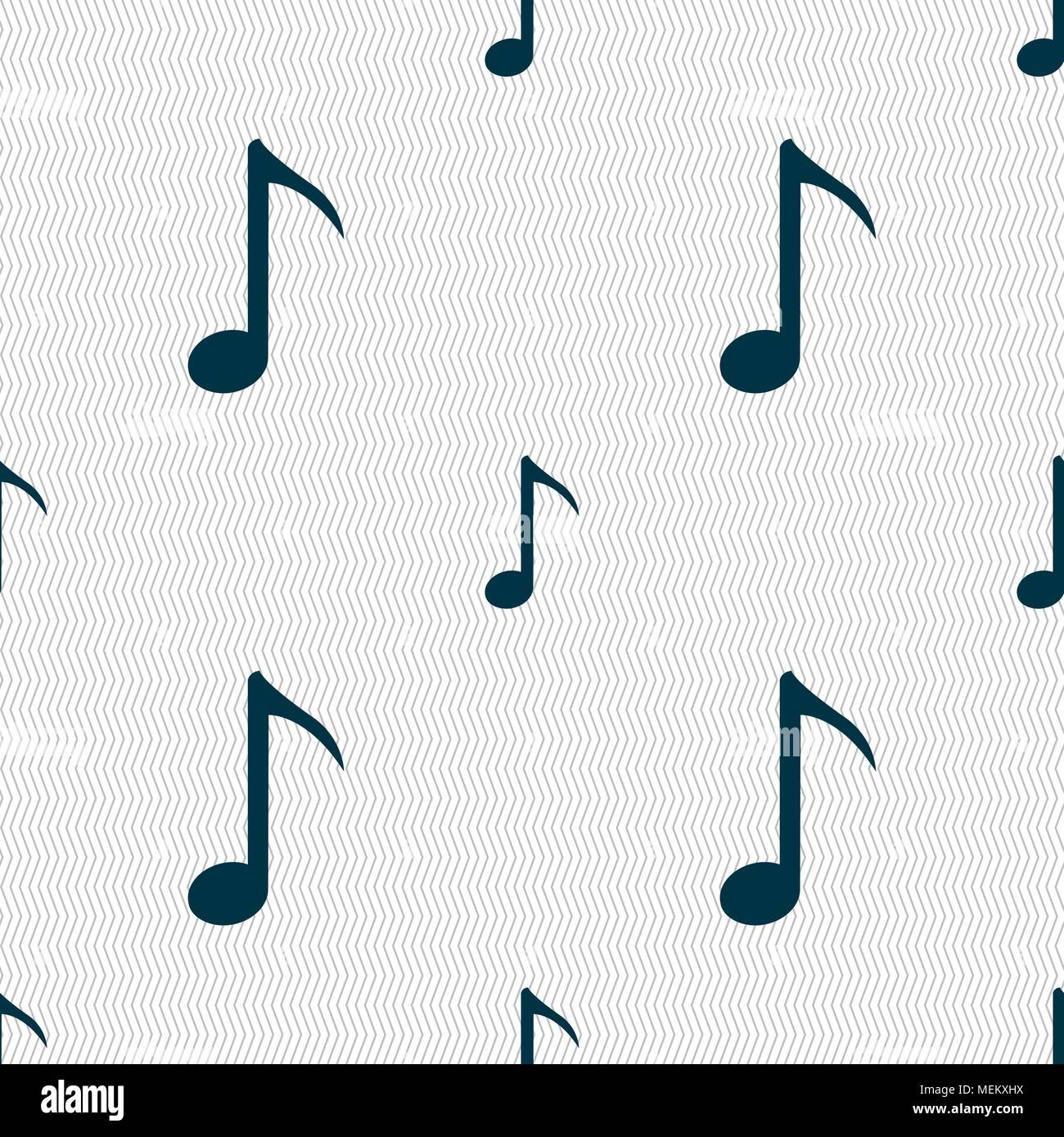 Music note icon sign. Seamless abstract background with geometric ...