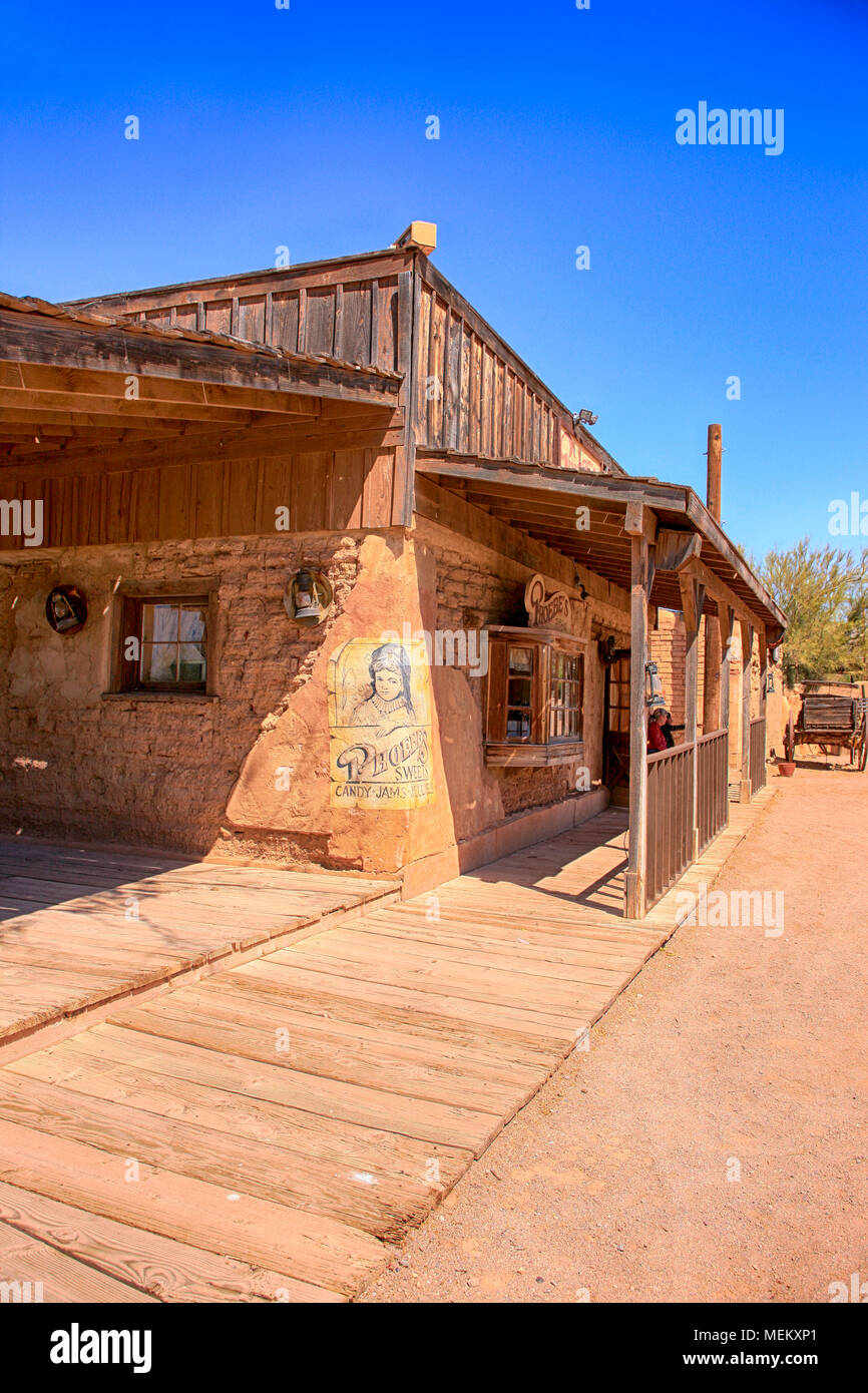 Cowboy Film set building at the Old Tucson Film Studios amusement park ...