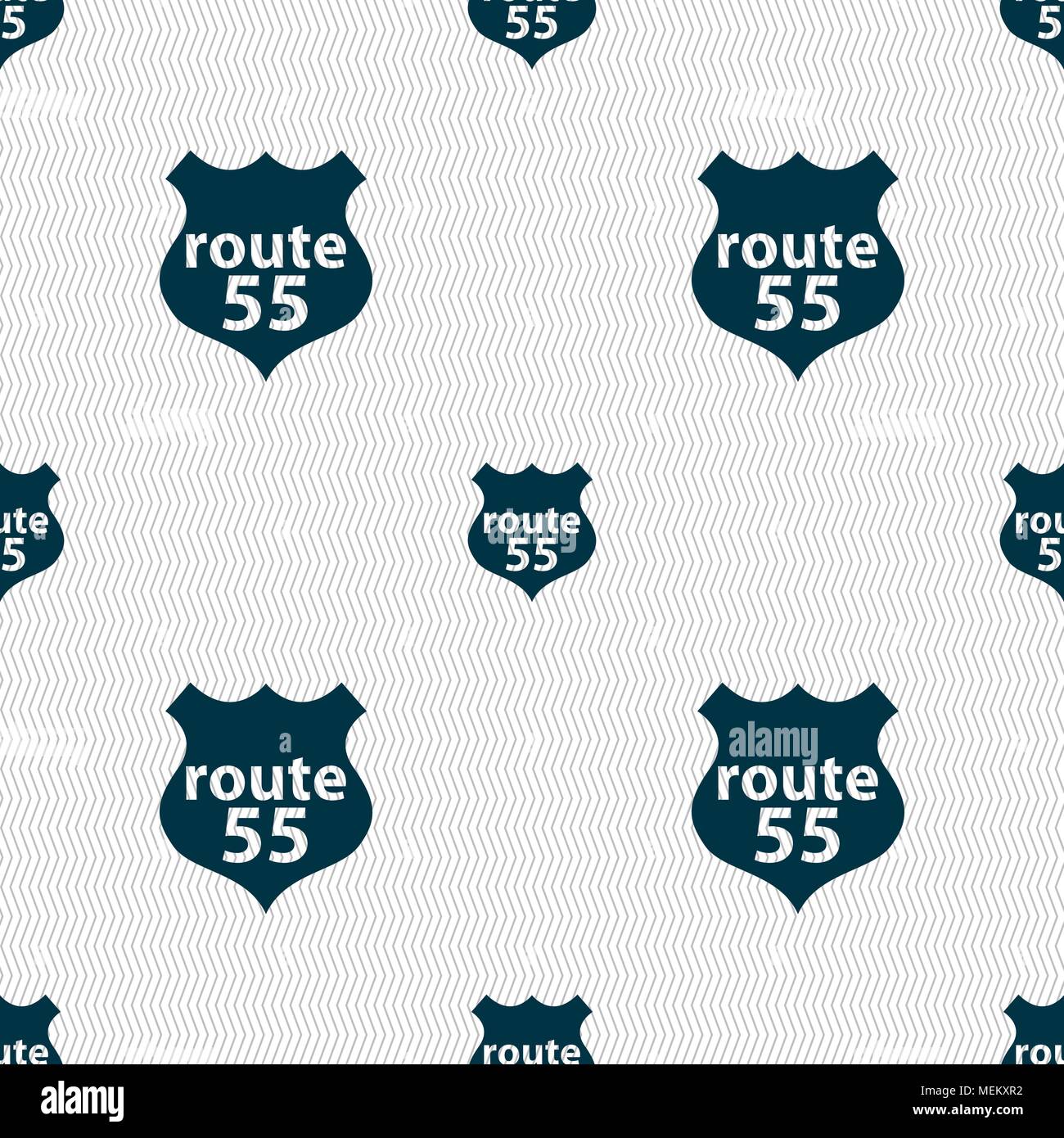 Route 55 highway icon sign. Seamless abstract background with geometric ...