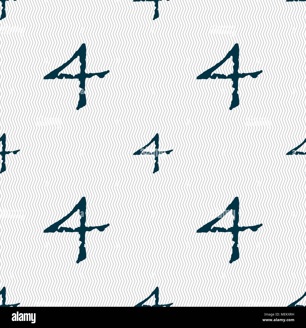 number four icon sign. Seamless abstract background with geometric ...
