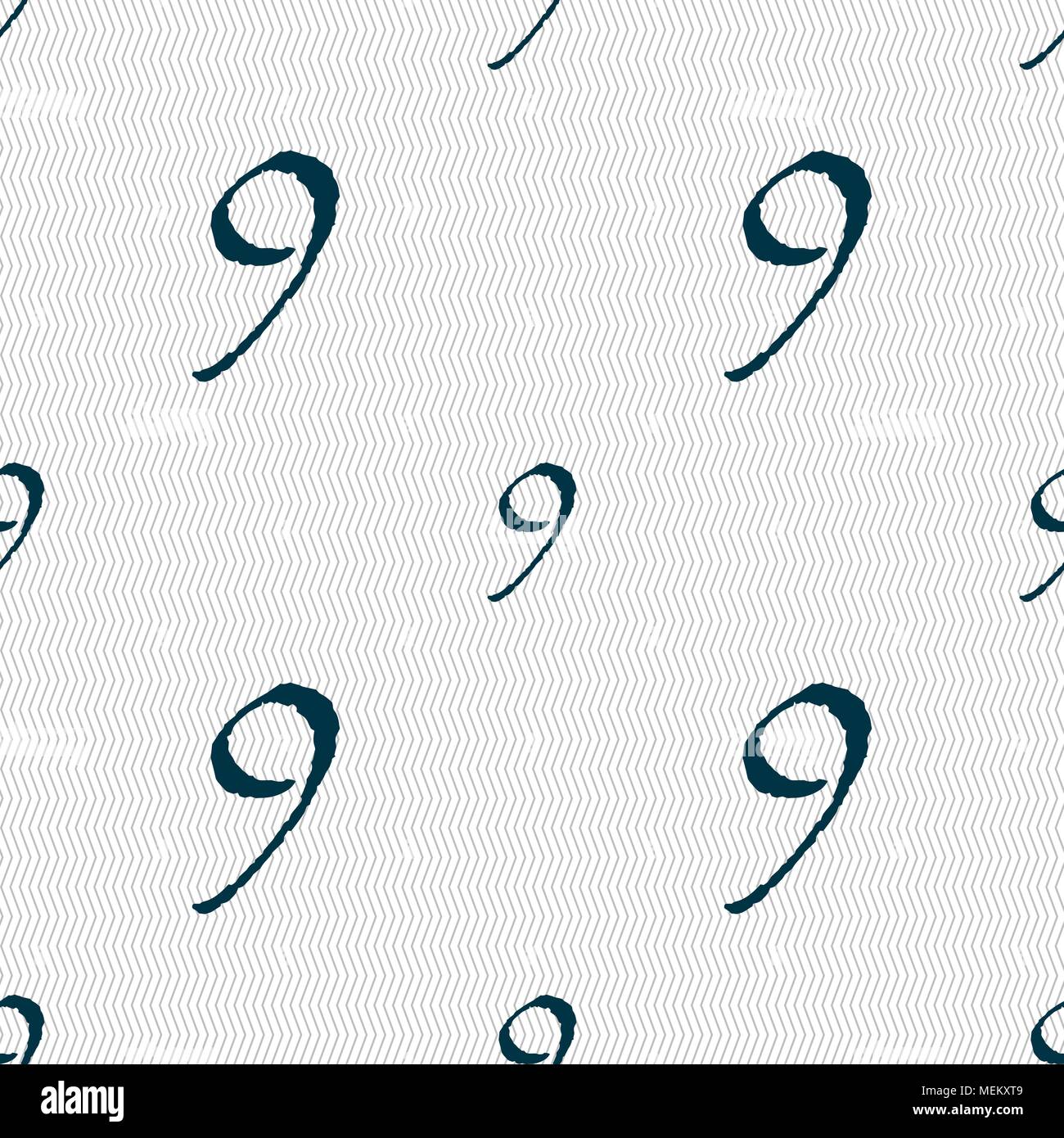 number Nine icon sign. Seamless abstract background with geometric ...