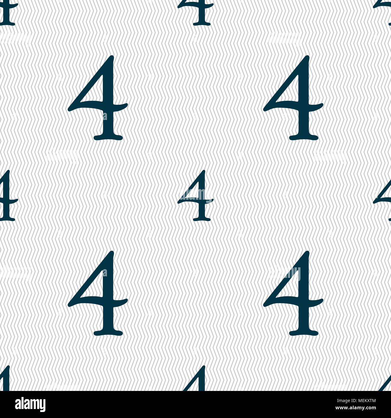 number four icon sign. Seamless abstract background with geometric ...