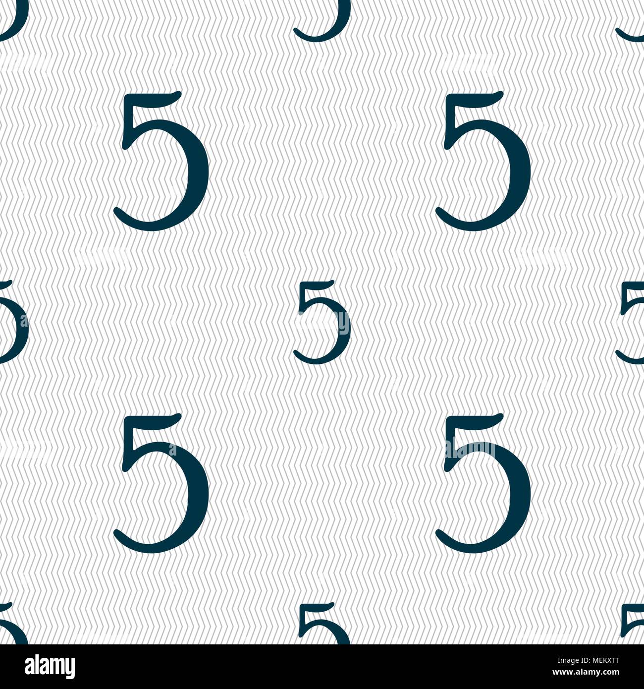 number five icon sign. Seamless abstract background with geometric ...