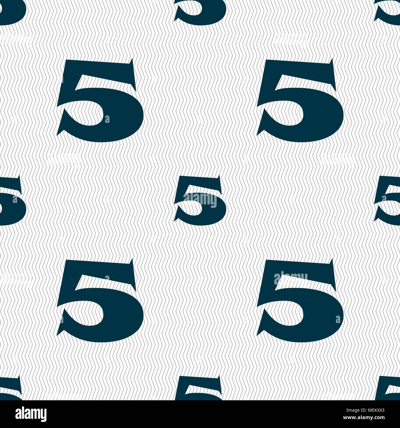 number five icon sign. Seamless abstract background with geometric ...