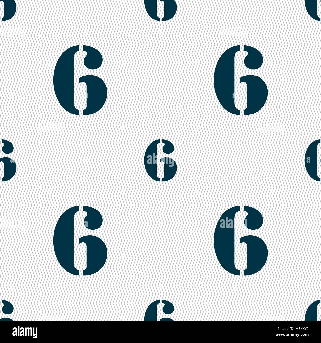 number six icon sign. Seamless abstract background with geometric ...