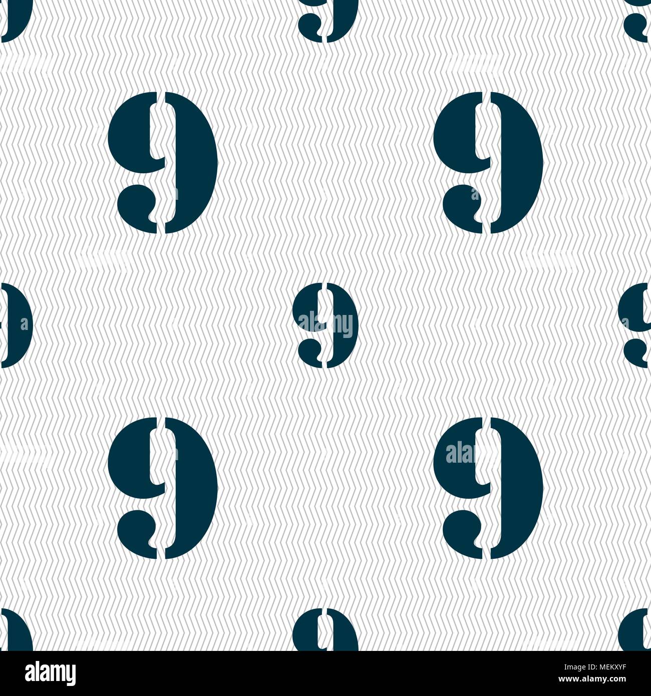 number Nine icon sign. Seamless abstract background with geometric ...