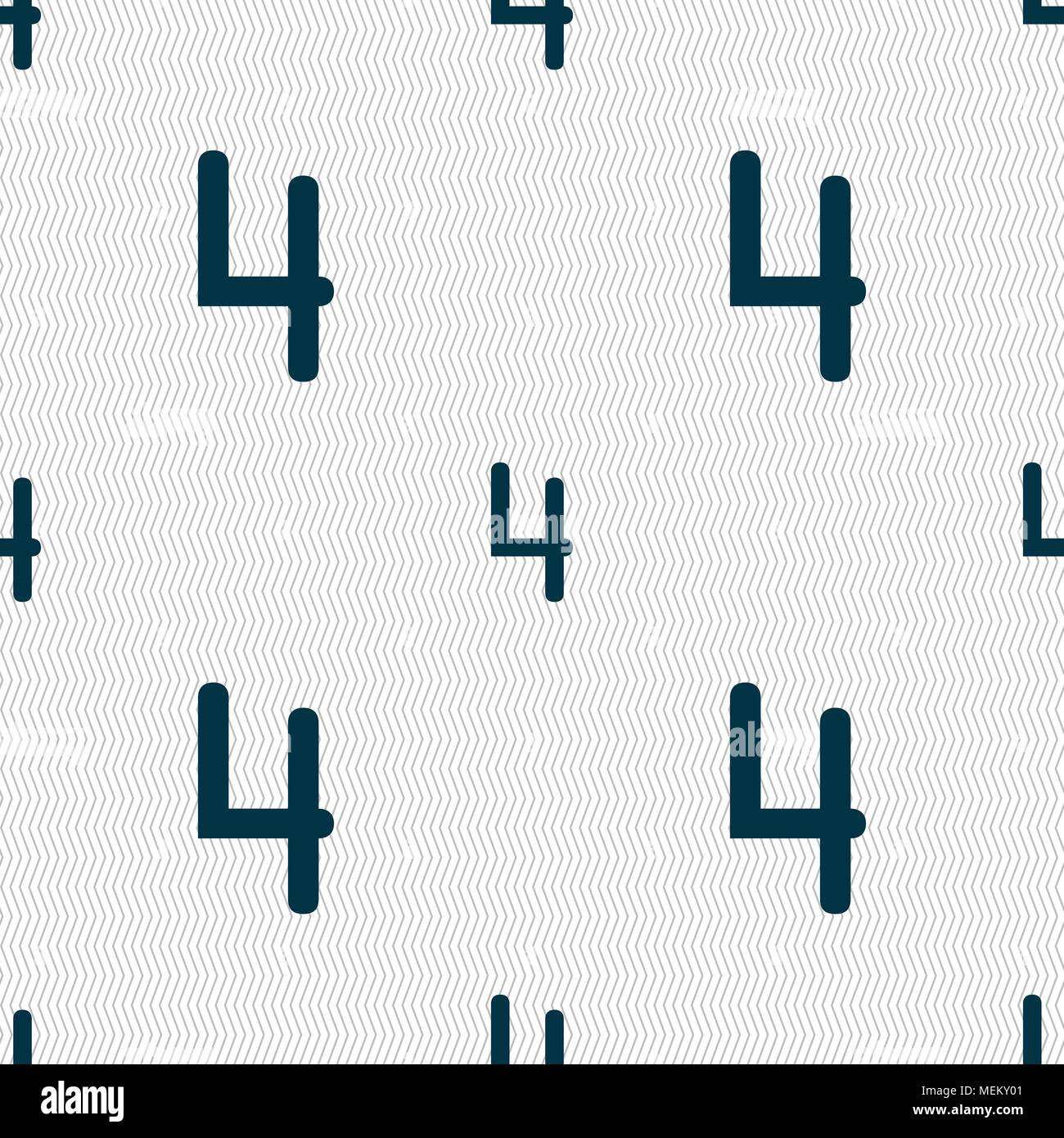 number four icon sign. Seamless abstract background with geometric ...