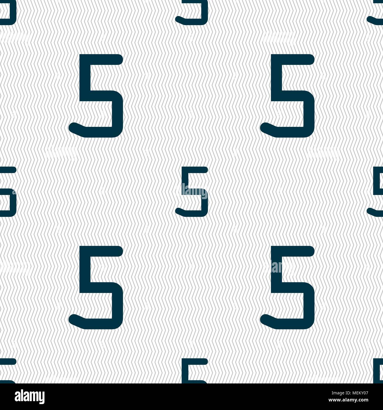 number five icon sign. Seamless abstract background with geometric ...