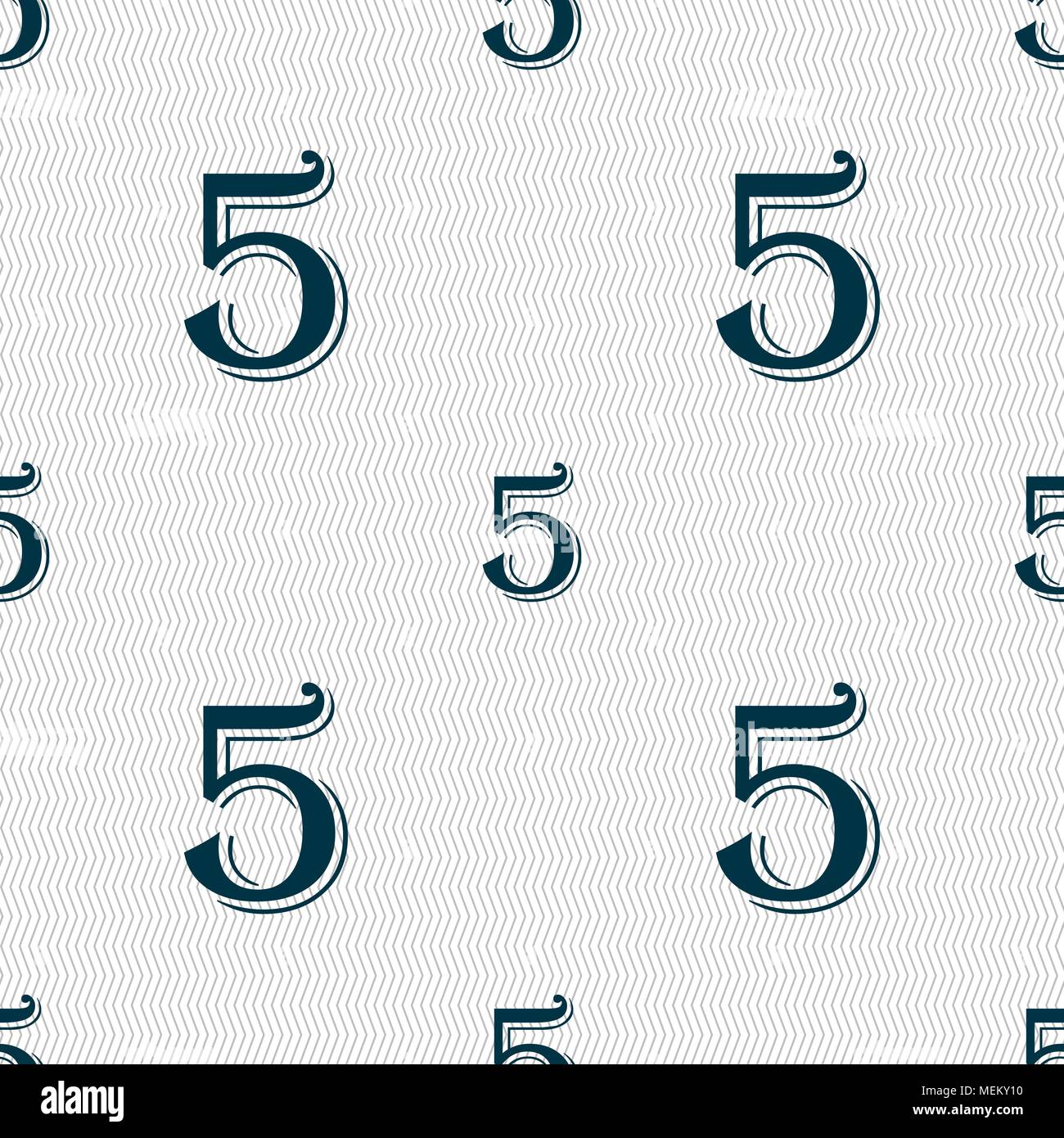 number five icon sign. Seamless abstract background with geometric ...