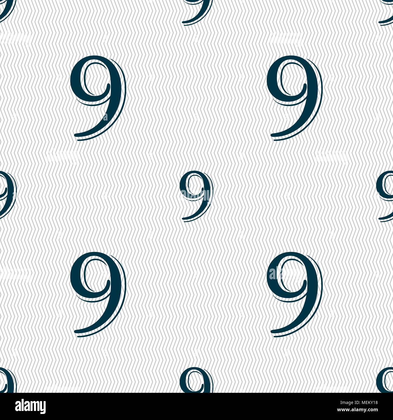number Nine icon sign. Seamless abstract background with geometric ...
