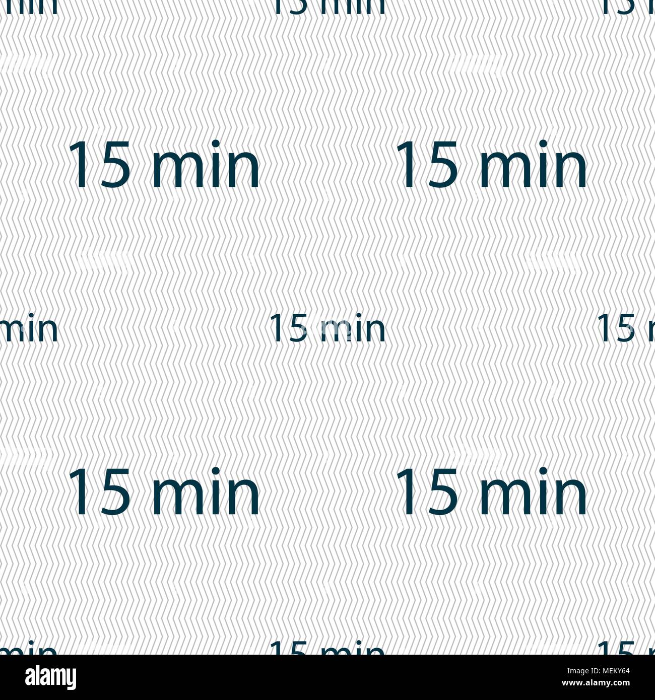 15 minutes sign icon. Seamless abstract background with geometric ...