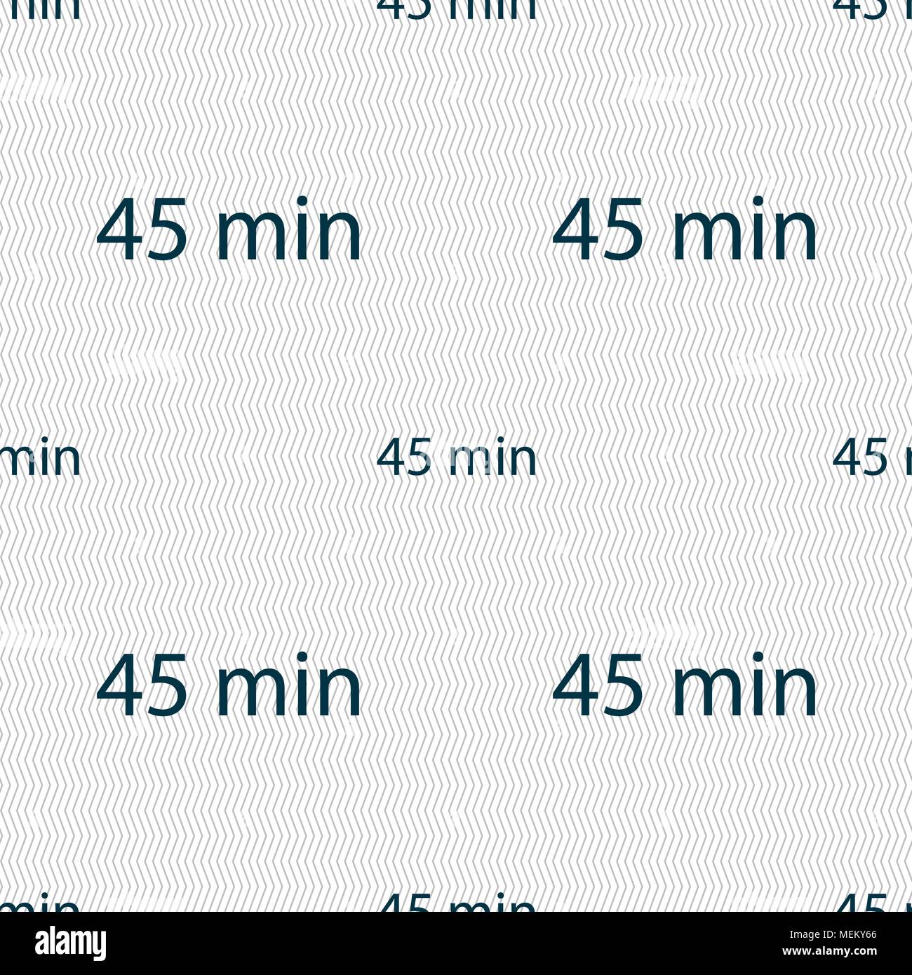 45 minutes sign icon. Seamless abstract background with geometric ...