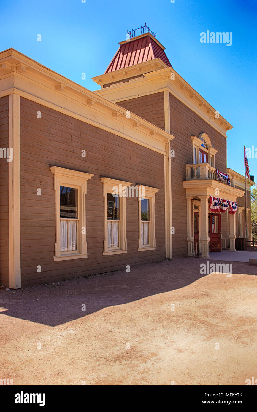Town Hall building at the Old Tucson Film Studios amusement park in ...