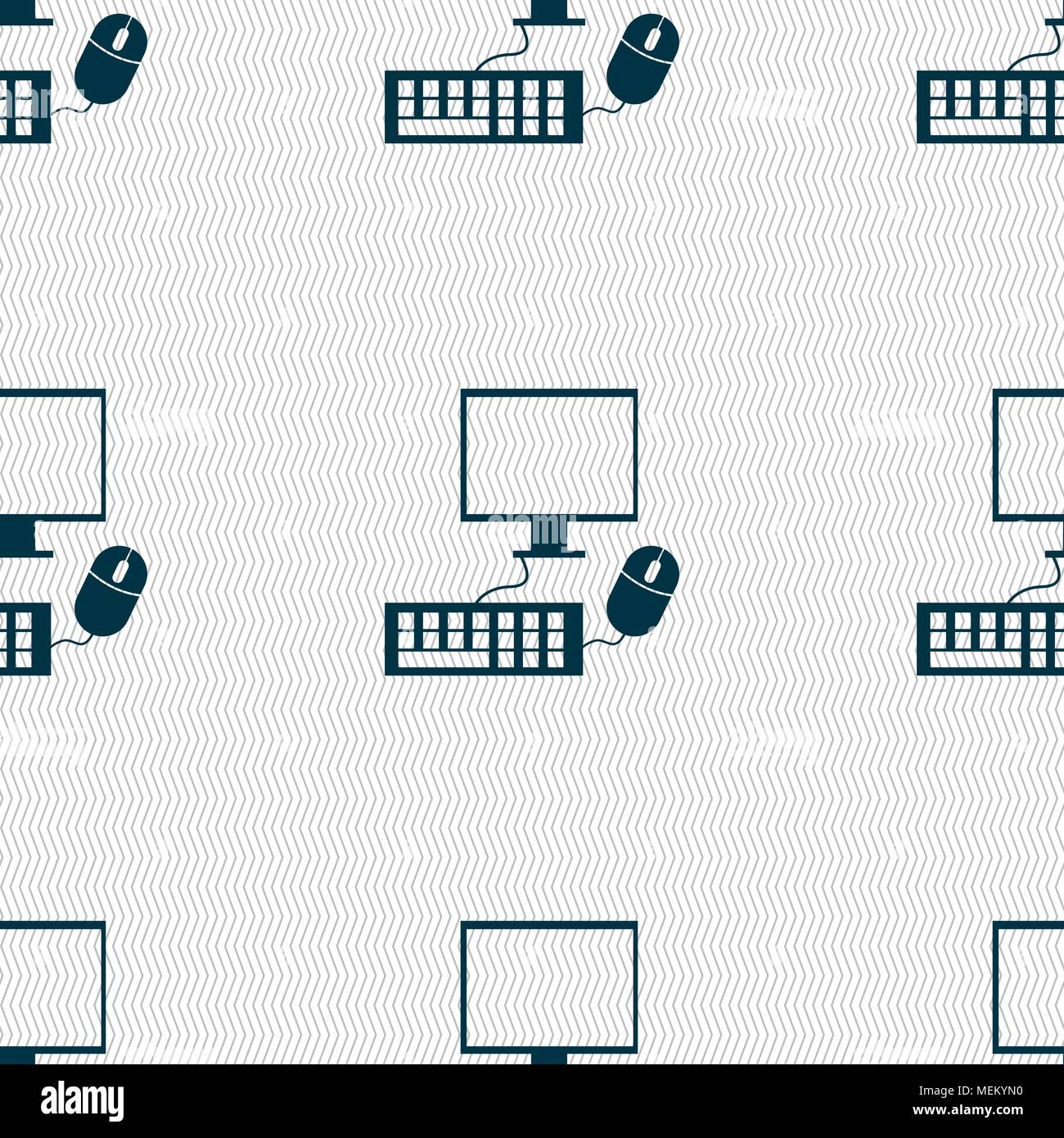 Computer widescreen monitor, keyboard, mouse sign icon. Seamless ...