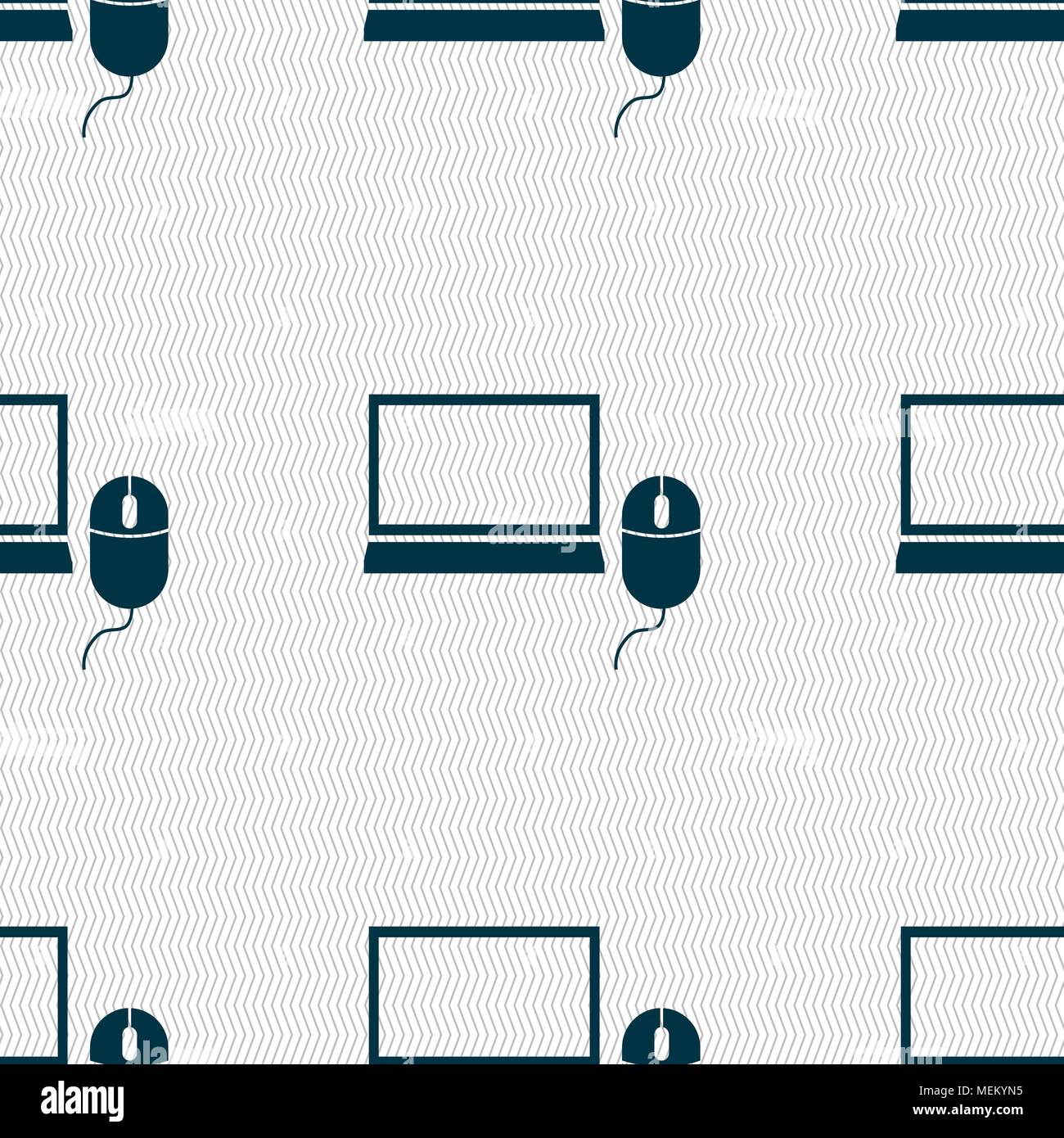 Computer widescreen monitor, mouse sign ico. Seamless abstract ...