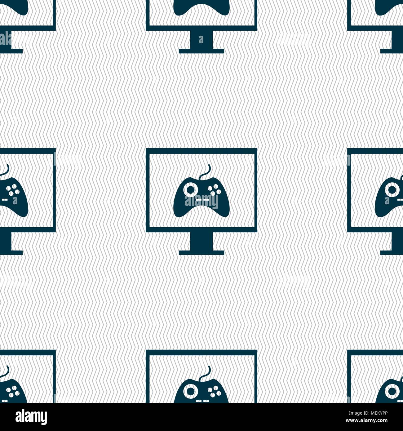Joystick and monitor sign icon. Video game symbol. Seamless abstract ...
