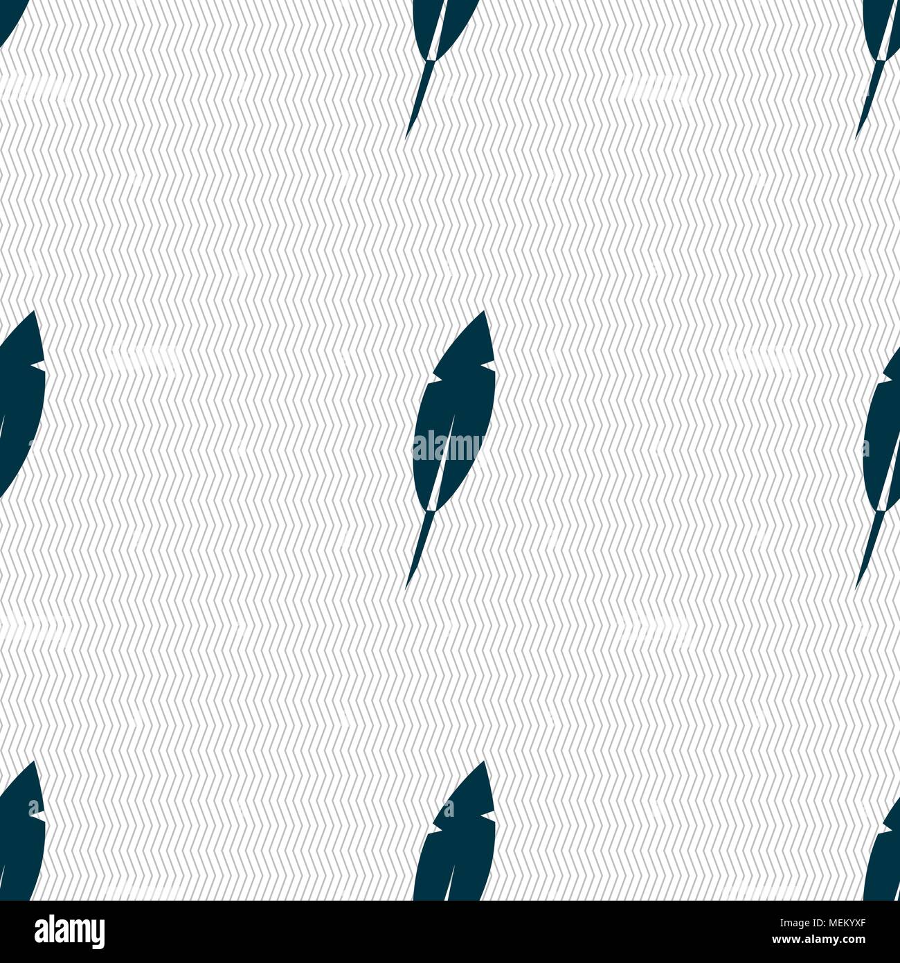 Feather sign icon. Retro pen symbo. Seamless abstract background with ...