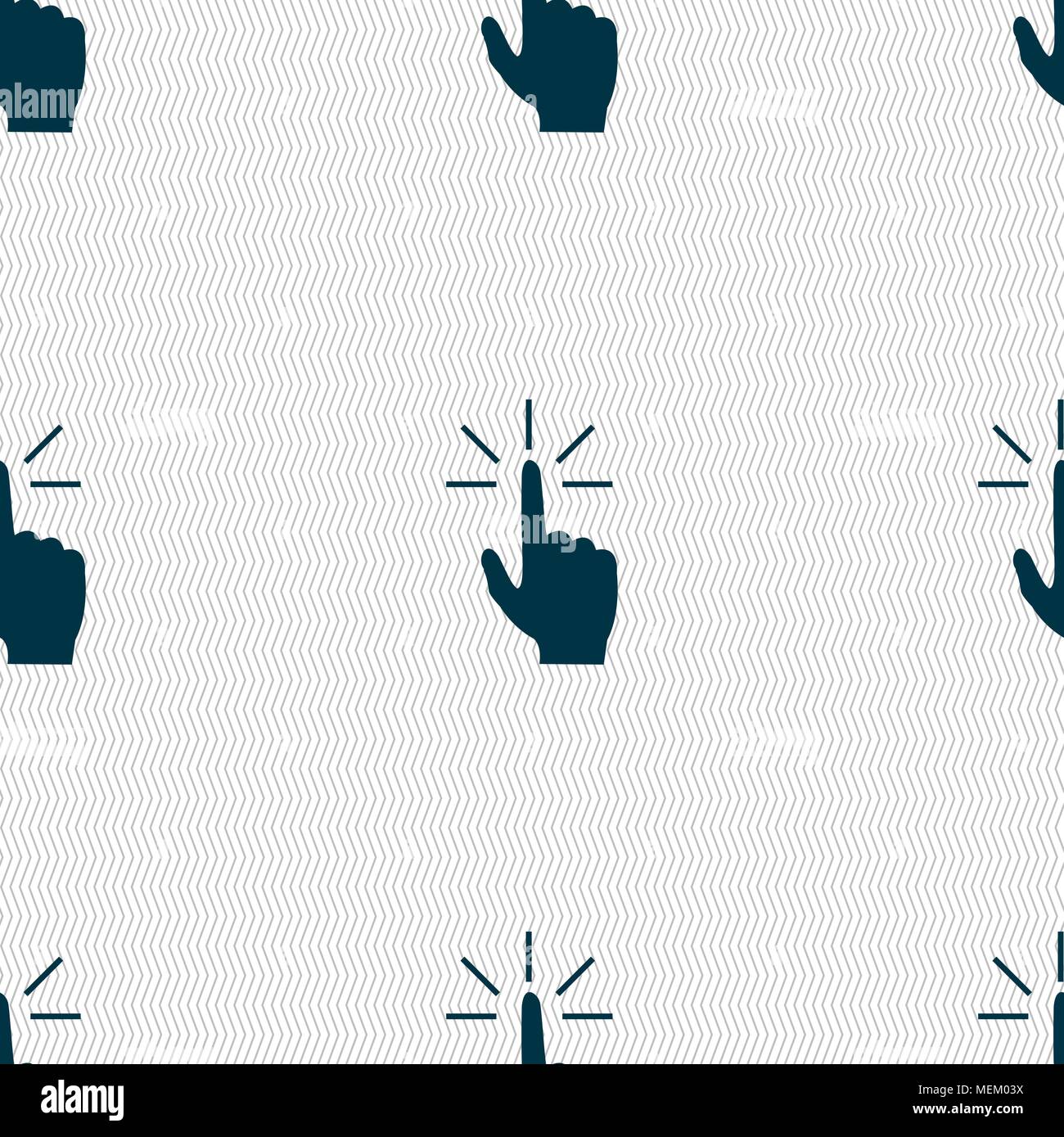 Click here hand icon sign. Seamless abstract background with geometric ...