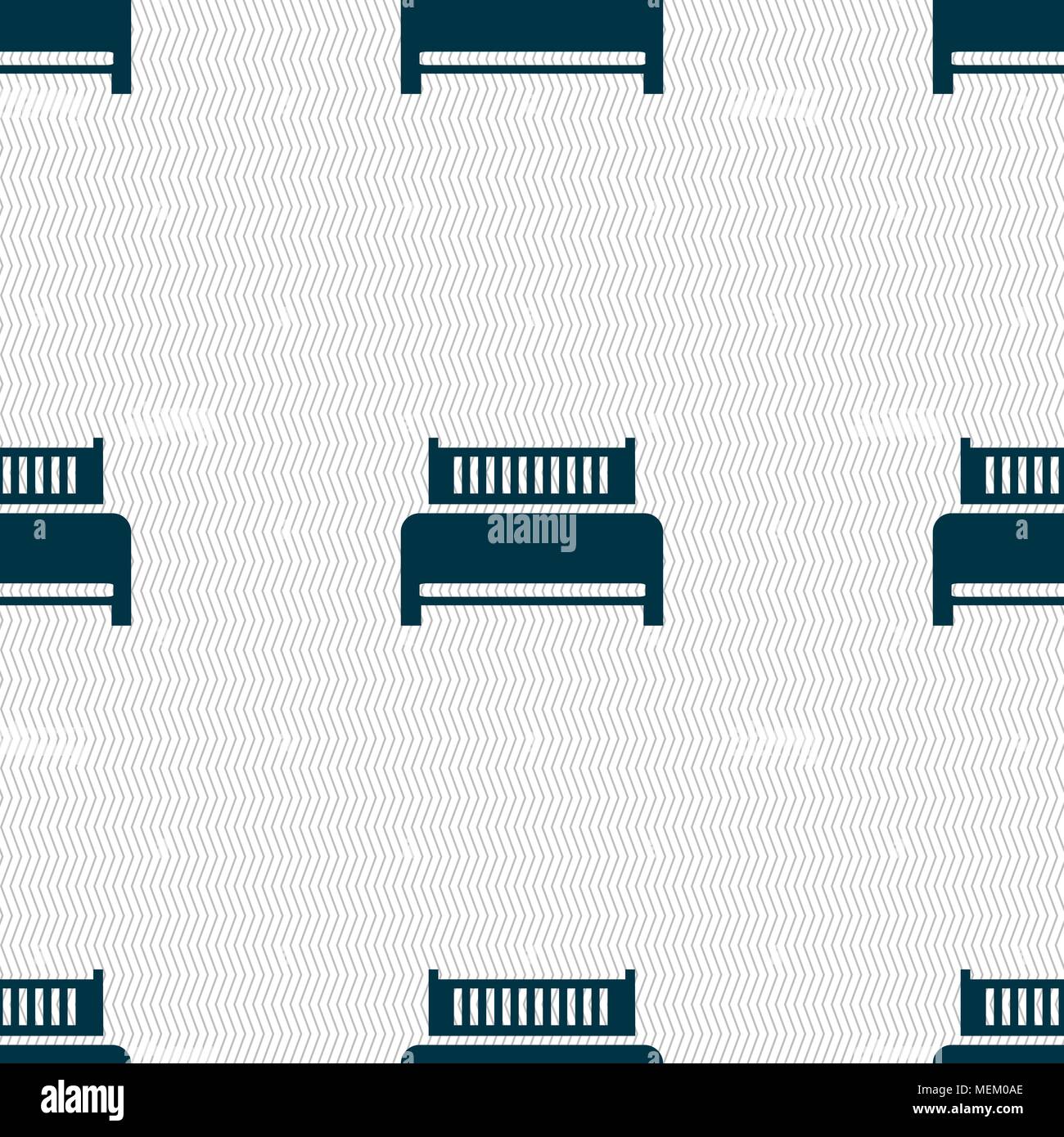 Hotel, bed icon sign. Seamless abstract background with geometric ...