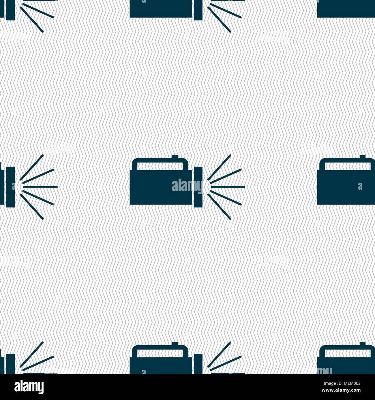 flashlight icon sign. Seamless abstract background with geometric ...