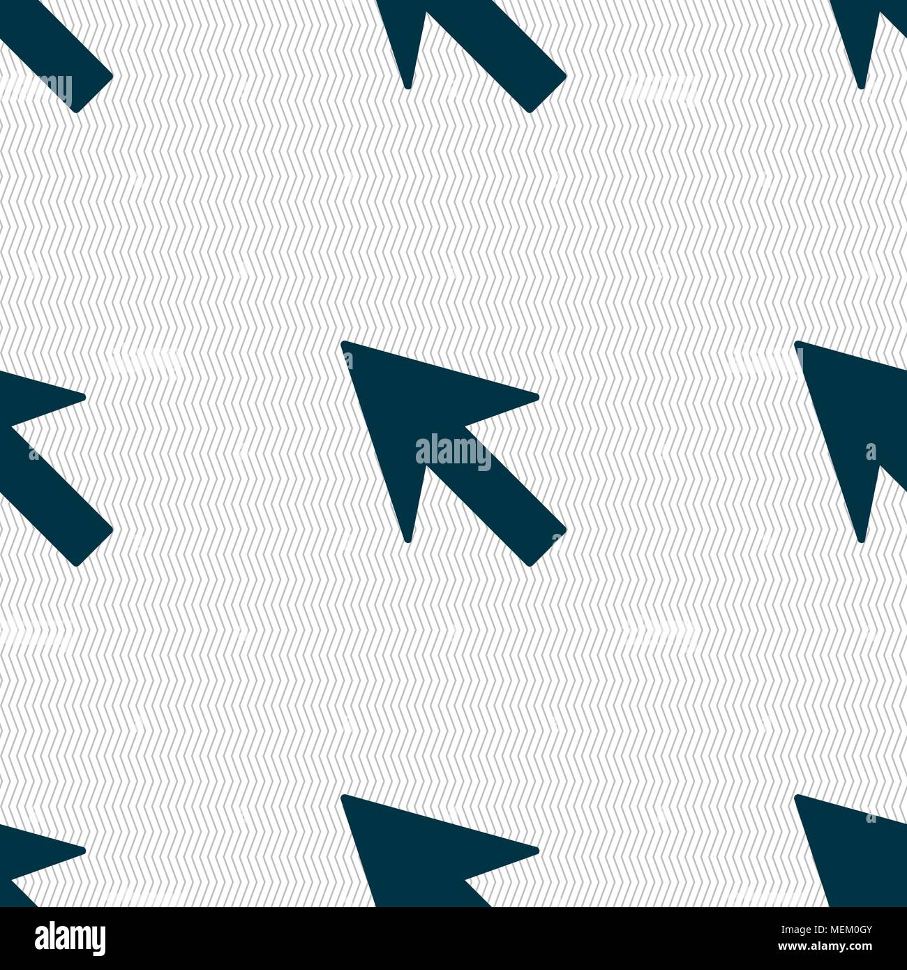 Cursor, arrow icon sign. Seamless abstract background with geometric shapes. Vector illustration ...